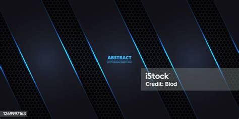 푸른 발광 선과 하이라이트와 어두운 육각형 탄소 섬유 배경 0명에 대한 스톡 벡터 아트 및 기타 이미지 0명 3차원 형태 가리기 Istock