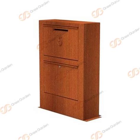 Laser Cut Rusted Look Rectangle Parcel Drop Box Corten Steel Decorative