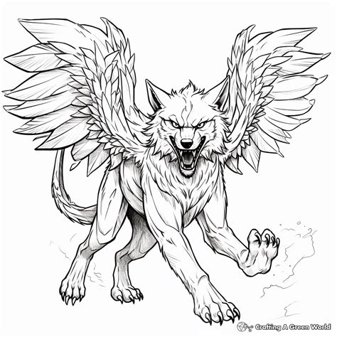 Winged Wolf Coloring Pages Free And Printable