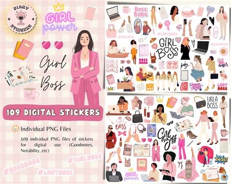 Girl Boss Digital Planner Stickers For Goodnotes Png Goodnotes File