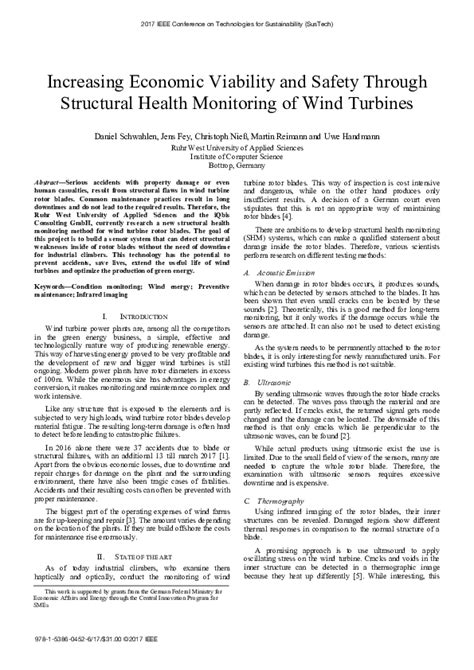 Pdf Increasing Economic Viability And Safety Through Structural Health Monitoring Of Wind Turbines