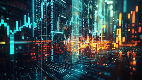 Abstract Financial Data Visualization With Glowing Stock Market Graphs Stock Image Image Of