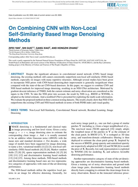 Pdf On Combining Cnn With Non Local Self Similarity Based Image