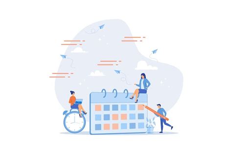 일정 일정 팀 회의 또는 약속 프로젝트 계획 또는 시간 알림 타임라인 관리 프리미엄 벡터