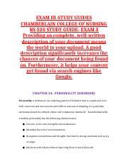 Study Guides Exam Docx EXAM III STUDY GUIDES CHAMBERLAIN COLLEGE OF NURSING NS STUDY