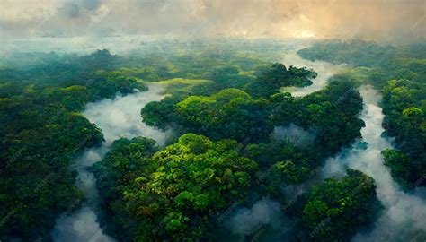 Árboles De La Selva Tropical Del Río Amazonas Desde Avobe The Sky