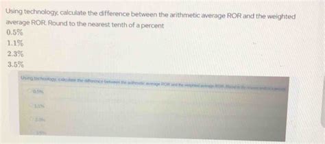 Solved Using Technology Calculate The Difference Between The