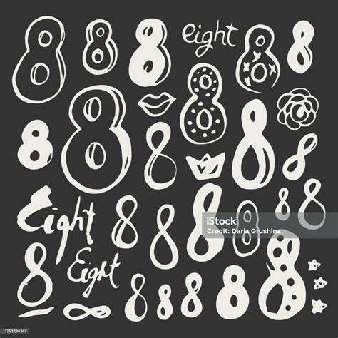 추상 적 손 그린 숫자입니다 격리된 벡터 기호 기호입니다 디자인 요소입니다 타이포그래피 포스터 기호 집합입니다 벡터 컬렉션입니다