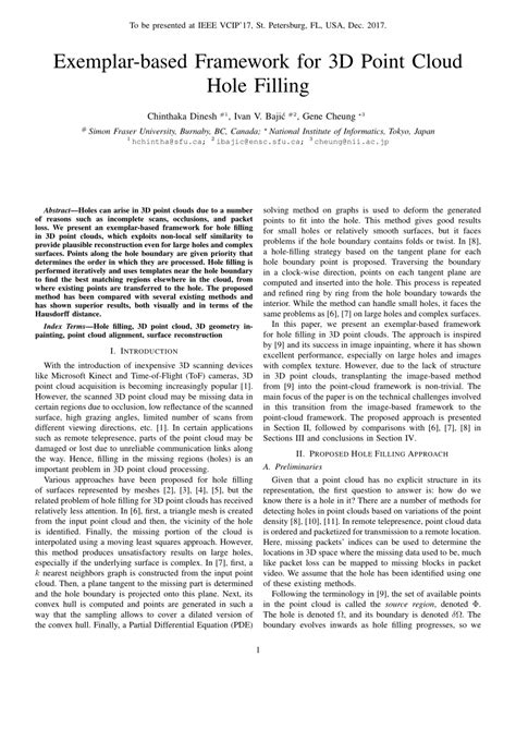 Pdf Exemplar Based Framework For 3d Point Cloud Hole Filling