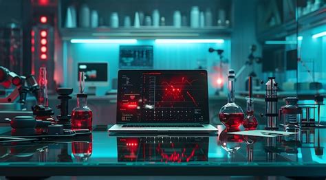 Premium Photo A Chemist Working In Laboratory On His Laptop On A