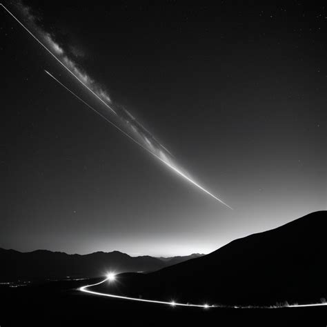 Single Meteor Trail In Monochrome Stable Diffusion Online