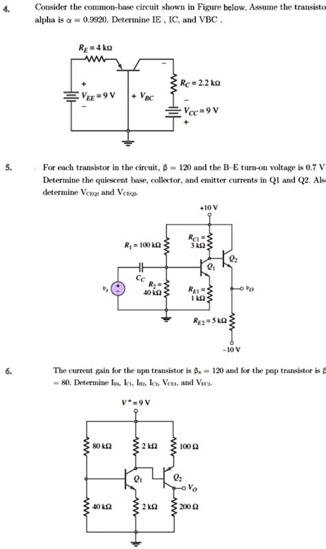Solved Consider The Common Base Circuit Shown In Figure Below Assume