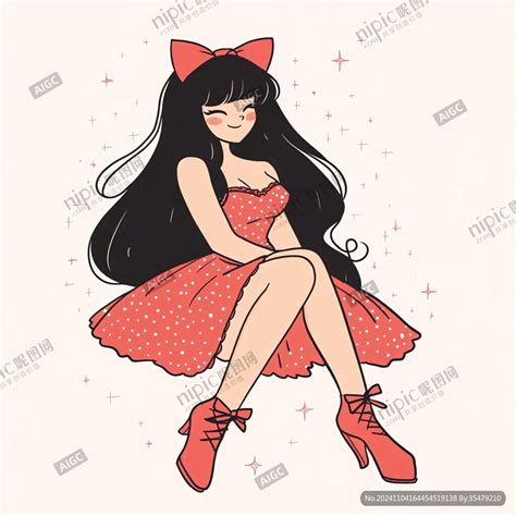 Ai创作图穿红衣的女孩插画 扁平画少女 少女系插画 扁平插画少女 长黑发插画 少女心女生品牌卡通 少女心卡通插画 少女心原创卡通 卡通蝴蝶结少女 欧风少女卡通少女 穿红裙子的卡通小女孩 八零