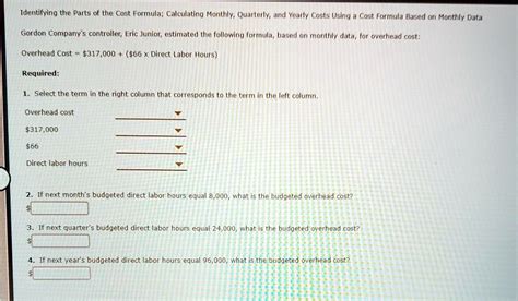 Solved Identifying The Parts Of The Cost Formula Calculating Monthly