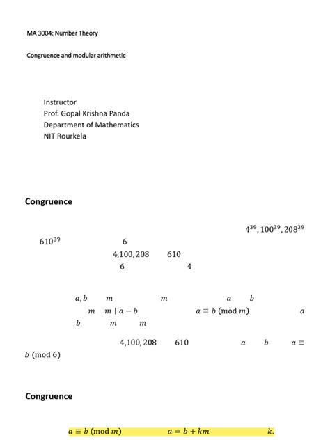 Congruences And Modular Arithmetic Pdf Algebra Abstract Algebra