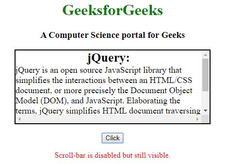How To Disable Scrollbar Without Hiding Using JQuery GeeksforGeeks