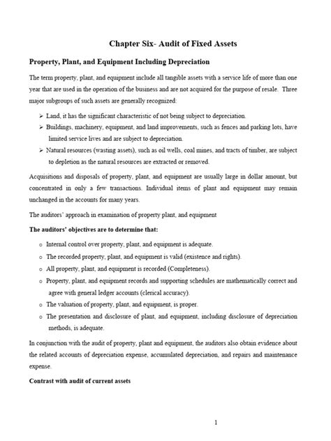 Chapter 6 Audit Of Fixed Assets Pdf Depreciation Audit
