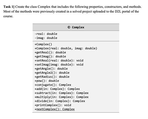solved task 1] create the class complex that includes the