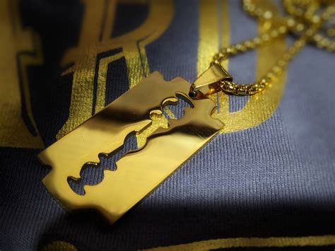 Gold Chrome Double Edge Barber De Necklace Barber Wet Shaver Chain Men
