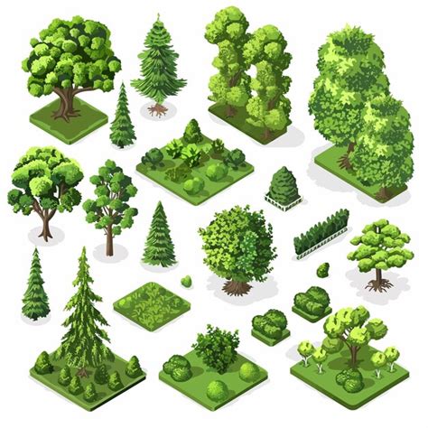 Premium Vector A Collection Of Trees And Shrubs Including Trees Shrubs Trees Shrubs And Trees