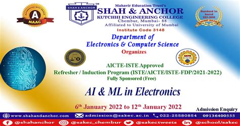 Aicte Iste Approved Inductionrefresher Program On Ai And Ml In