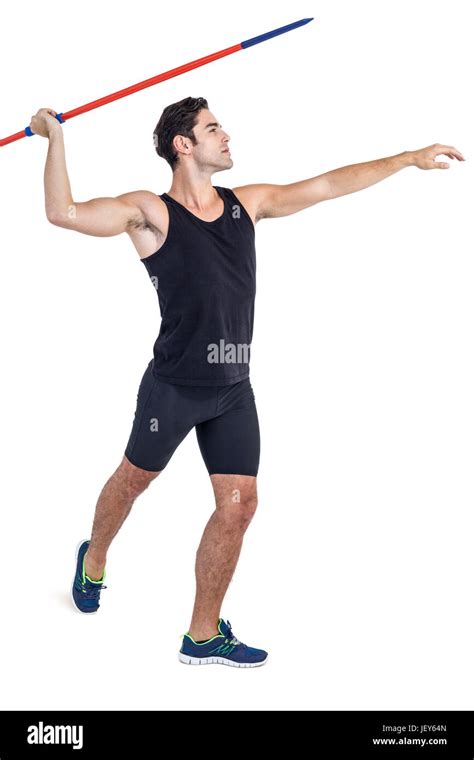Male Athlete Preparing To Throw Javelin Stock Photo Alamy