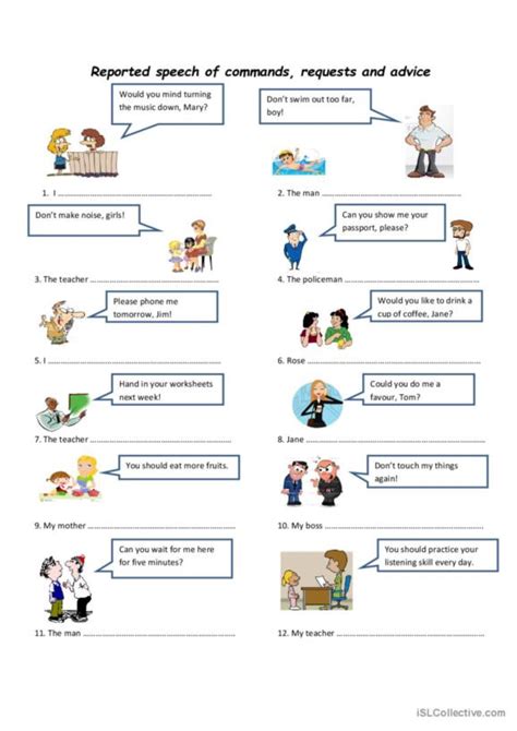 reported command and request english esl worksheets pdf 220 hot sex