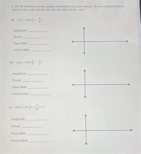 solved 1 for the following exercises graph one period of