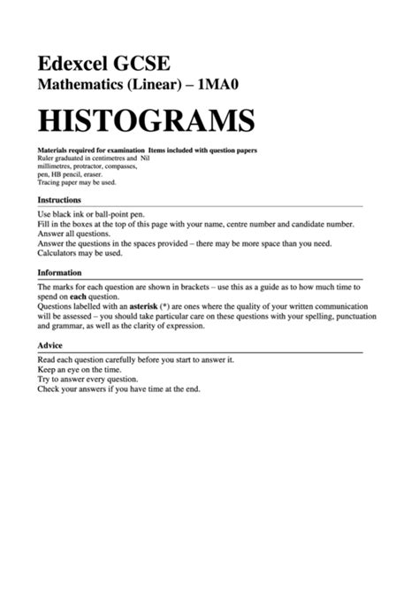 Histograms Worksheet Printable Pdf Download