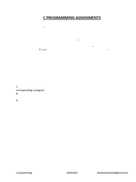 C Programming Assignments Pdf Numbers Equations