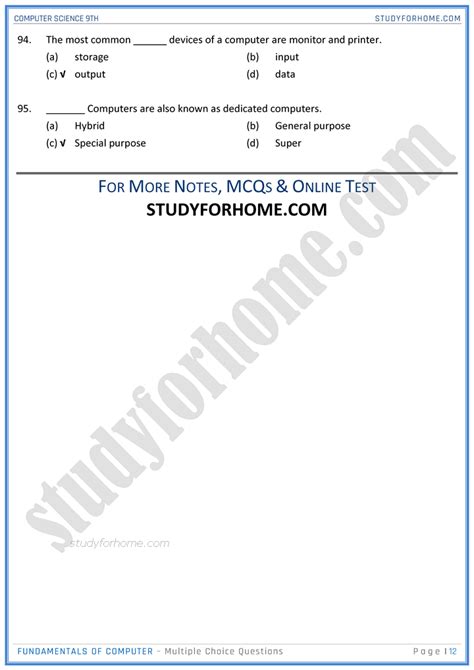 fundamentals of computer mcqs computer science 9th