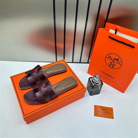 Womens Hermes Oran Flats Croc Leather Brandfactorypro
