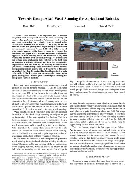 Pdf Towards Unsupervised Weed Scouting For Agricultural Robotics