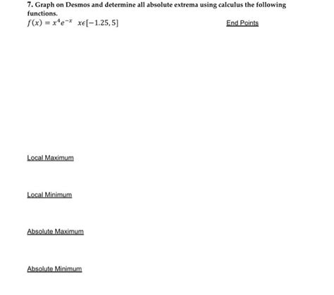 Solved 7 Graph On Desmos And Determine All Absolute Extrema