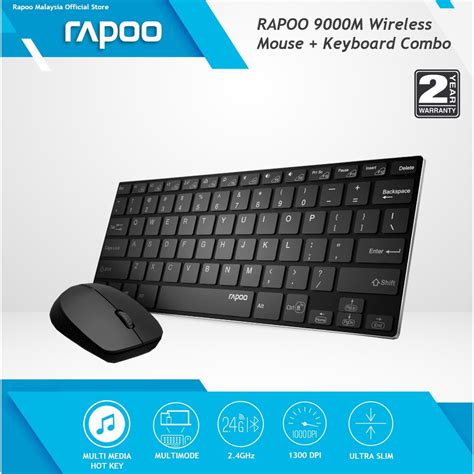 Rapoo 9000M Ultra Slim Silent Multi Mode 2 4G Wireless Mouse Bluetooth Mouse And Keyboard Combo