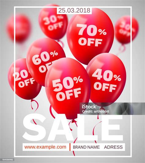 빨간 Baloons 프레임 할인 쇼핑 시장에 대 한 판매 개념 광고 상업을 저장 합니다 시장 할인 빨간 Baloon입니다 비즈니스 판매 템플릿입니다 가격에 대한 스톡 벡터