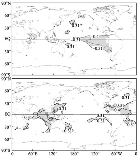 Contemporaneous Correlation Coefficient Maps Of Sub Region Summer