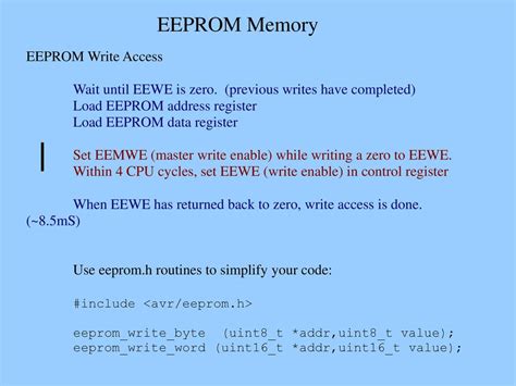 EEPROM Memory K Bytes Of EEPROM Exist On The Mega Ppt Download