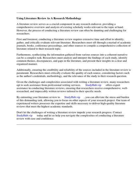 Using Literature Review As A Research Methodology Download Free Pdf