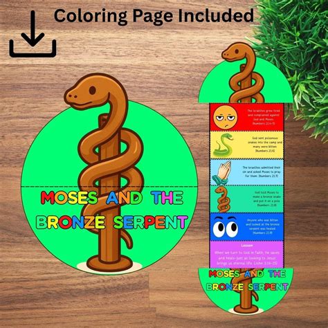 Moses And Bronze Serpent Folding Surprise Bible Craft Bible Lesson