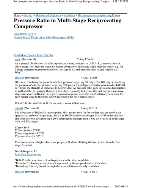Pressure Ratio in Multi-Stage Reciprocating Compressor | PDF | Gas Compressor | Multistage Rocket