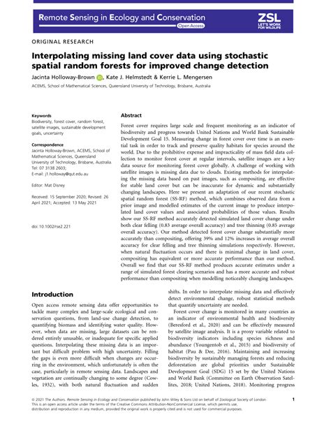 PDF Interpolating Missing Land Cover Data Using Stochastic Spatial Random Forests For Improved