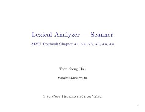 Ppt Lexical Analyzer Scanner Alsu Textbook Chapter 3134 36 37 Powerpoint Presentation