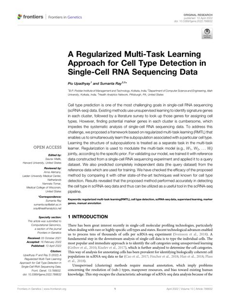 Pdf A Regularized Multi Task Learning Approach For Cell Type