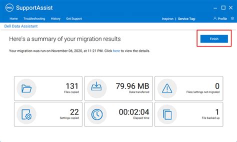 Finish Transferring Files From Dell PC To New PC Via Dell Migrate