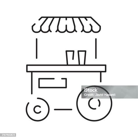 푸드 트럭 또는 길거리 음식 라인 아이콘입니다 버스 및 밴 차량 표지판 거리에 대한 스톡 벡터 아트 및 기타 이미지 거리 고풍스런 교통수단 Istock