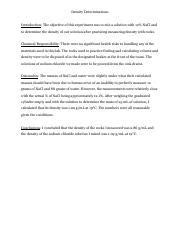 Lab Report Density Determinations Pdf Density Determinations Introduction The Objective Of