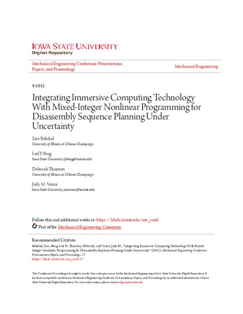Pdf Integrating Immersive Computing Technology With Mixed Integer