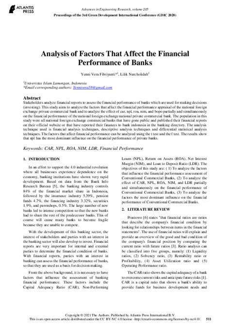 Pdf Analysis Of Factors That Affect The Financial Performance Of Banks