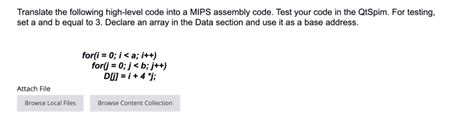 Solved A Translate The Following High Level Code Into A Mips